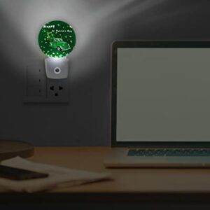 Happy St. Patrick's Day Night Lights Plug into Wall, Green Truck Clover Coins Auto Round LED Lights with Dusk to Dawn Sensor for Bedroom, Bathroom, Hallway, Kitchen, Kids, Home Decor