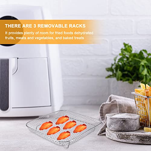 8 Inch Square Air Fryer Rack, Set of 3 Stackable Stainless Steel Dehydrator Rack, Square Racks Air Fryer Accessories for Cosori, Instant Vortex, Nuwave Air Fryer, Ninja Foodi Grill