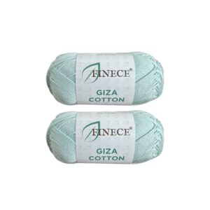 finece giza cotton, 100% mercerized giza cotton yarn, super fino 1 yarn for crocheting and knitting 2x1.76 oz (2x50g) / 2x137 yrds (2x125m) (2 skeins, 1042 - mint)