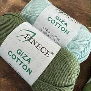 FINECE Giza Cotton, 100% Mercerized Giza Cotton Yarn, Super Fino 1 Yarn for Crocheting and Knitting 2x1.76 Oz (2x50g) / 2x137 Yrds (2x125m) (2 Skeins, 1042 - Mint)