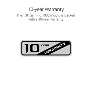 ASUS TUF Gaming 1000W Gold (1000 Watt, ATX 3.0 Compatible Fully Modular Power Supply, 80+ Gold Certified, Military-Grade Components, Dual Ball Bearing, Axial-tech Fan, PCB Coating, 10 Year Warranty)