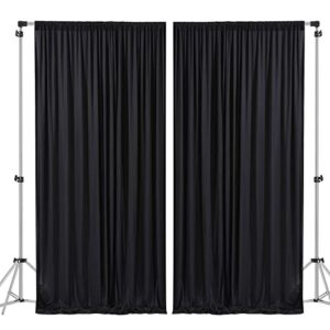 PARTY TALK Black Backdrop Curtains for Parties, 8ft x 10ft Wrinkle Free Polyester Black Curtain Backdrop for Photography Birthday Baby Shower Wedding Decorations