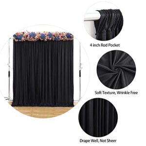 PARTY TALK Black Backdrop Curtains for Parties, 8ft x 10ft Wrinkle Free Polyester Black Curtain Backdrop for Photography Birthday Baby Shower Wedding Decorations