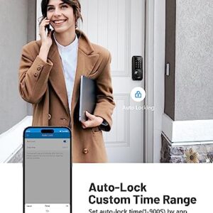 Smart Door Lock Set for Front Door, Zowill 7-in-1 Fingerprint Deadbolt with App Control, Keyless Entry Door Lock with 2 Lever Handles, Biometric,Touchscreen Keypad, Auto Lock, Matte Black