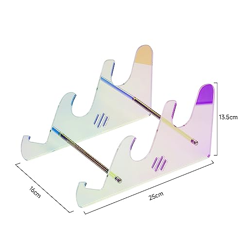 Acrylic Keyboard Display Stand Holder Colorful Mechanical Computer Keyboard Stand Shelf for Desk Transparent Acrylic Stand 2/3 Tier Keyboards Storage Holder Tray for Computer Tablet Picture Frame