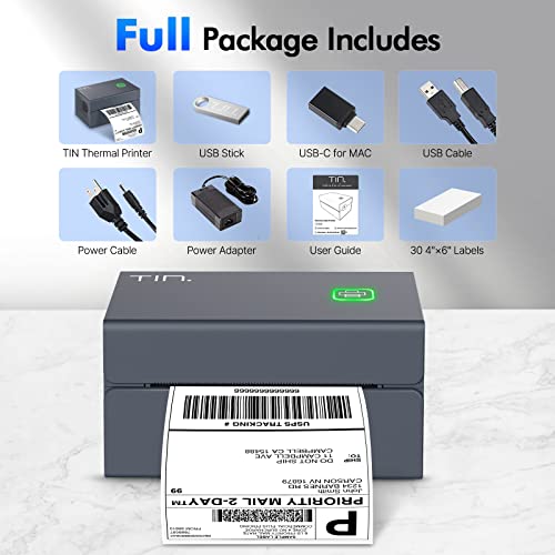 TIN Thermal Label Printer, Shipping Label Printer 4X6, USB 3.0 Thermal Printer Supports Windows & MacOS & Chromebook, 150mm/s High-Speed Inkless Shipping Label Maker for UPS, USPS, Amazon, Ebay, Etsy