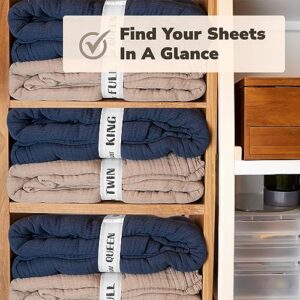 ECOHomes Bed Sheet Organizer and Storage Label Bands | Sheets Set Organizers for Linen Closet - Elastic Bedding Sheet Keepers Straps for Foldable Bedsheet, Pillow Case, Duvet (King 4PCs Pack | White)