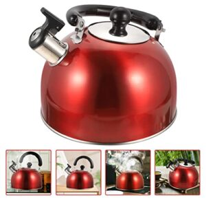 MAXBUS Whistling Tea Kettle Stainless Steel Stovetop Tea Pot Hot Water Fast to Boil Teapot with Anti- Hot Handle Tea Boiler Hot Water Kettle for Tea Coffee Red (Color : Red)