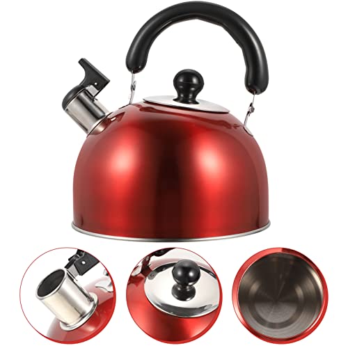 MAXBUS Whistling Tea Kettle Stainless Steel Stovetop Tea Pot Hot Water Fast to Boil Teapot with Anti- Hot Handle Tea Boiler Hot Water Kettle for Tea Coffee Red (Color : Red)