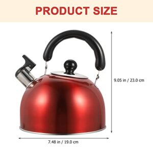 MAXBUS Whistling Tea Kettle Stainless Steel Stovetop Tea Pot Hot Water Fast to Boil Teapot with Anti- Hot Handle Tea Boiler Hot Water Kettle for Tea Coffee Red (Color : Red)