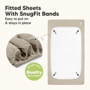 Waterproof Crib Sheets for Boys, Girls - 2-Pack Fitted Crib Sheet, Waterproof Crib Mattress Protector, Viscose from Bamboo Crib Sheets Neutral, Baby Crib Mattress Sheet, Toddler Bed Sheets (Ecru)