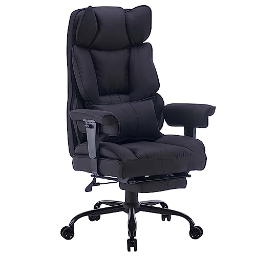 Efomao Desk Office Chair Big High Back Chair Fabric Computer Chair Managerial Executive Swivel Chair with Lumbar Support,Armrest and Cushion Height Adjustable Black Chairs …