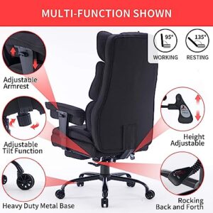 Efomao Desk Office Chair Big High Back Chair Fabric Computer Chair Managerial Executive Swivel Chair with Lumbar Support,Armrest and Cushion Height Adjustable Black Chairs …