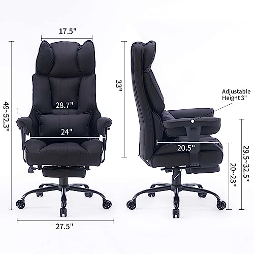 Efomao Desk Office Chair Big High Back Chair Fabric Computer Chair Managerial Executive Swivel Chair with Lumbar Support,Armrest and Cushion Height Adjustable Black Chairs …