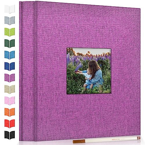 Artfeel Photo Album Self Adhesive Scrapbook Album for 3x5 4x6 5x7 8x10 Pictures,40 Pages Linen Cover with Display Window DIY Photo Book,Ideal Gifts for Family Travel Wedding Baby