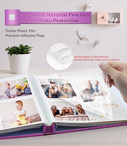 Artfeel Photo Album Self Adhesive Scrapbook Album for 3x5 4x6 5x7 8x10 Pictures,40 Pages Linen Cover with Display Window DIY Photo Book,Ideal Gifts for Family Travel Wedding Baby