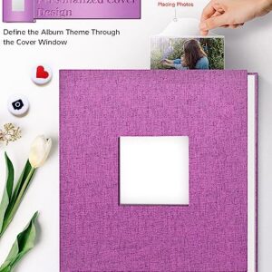 Artfeel Photo Album Self Adhesive Scrapbook Album for 3x5 4x6 5x7 8x10 Pictures,40 Pages Linen Cover with Display Window DIY Photo Book,Ideal Gifts for Family Travel Wedding Baby