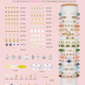 Paodey Bracelet Making Kit, 10,000 Pcs Polymer Clay Beads, 48 Colors Flat Round Beads Jewelry Making Kit Heshi Disc Letter Beads Crafts Gift for Adults (3Boxes)