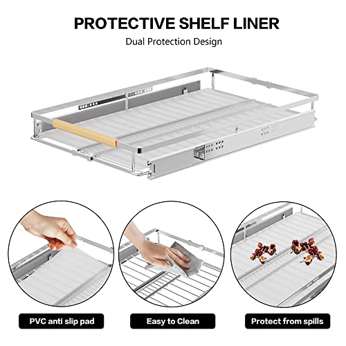 MIYUPTC Expandable Slide Out Cabinet Drawer, Pull Out Wire Basket Cabinet Organizer – Heavy Duty Anti Rust Slide Pull Out Drawers for Kitchen Cabinets, 12''-18.2''W x 16.9''D, 2 Pack