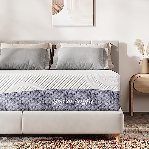 Sweetnight King Mattress, 12 Inch Gel Bamboo Charcoal Memory Foam Mattress for Cooling Sleep & Pressure Relief, Plush Foam Mattress with Motion Isolation, Mattress in a Box, Luna,Gray/White