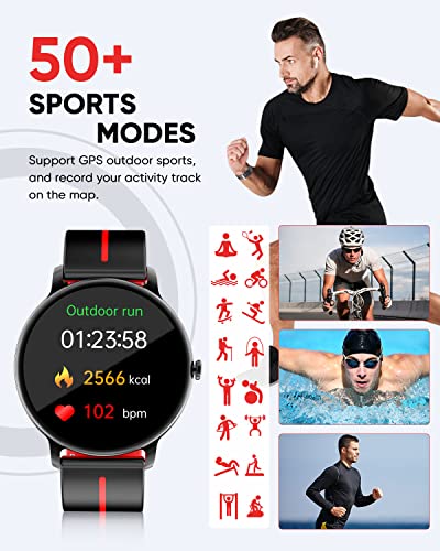 HYSTORM Health Smart Watch (HRV,BG) 1.43" AMOLED Always-on Display Fitness Tracker Watch with Bluetooth Call, 8 Health Apps Blood Glucose Heart Monitor Android iOS Waterproof Smartwatch for Men