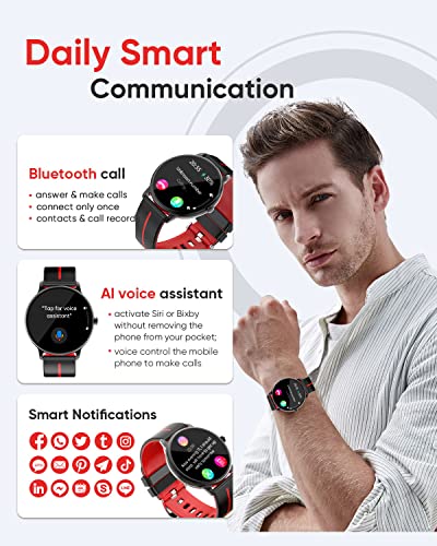 HYSTORM Health Smart Watch (HRV,BG) 1.43" AMOLED Always-on Display Fitness Tracker Watch with Bluetooth Call, 8 Health Apps Blood Glucose Heart Monitor Android iOS Waterproof Smartwatch for Men