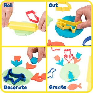 READY 2 LEARN Dough Roller and Cutters - Set of 17 - Dough Tools for Kids Ages 18m+ - Art Accessories for Pottery and Dough - Roll, Cut, Mold and Play