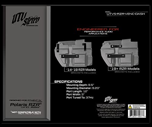 UTV Stereo RZR 10" Vented Sub Enclosure - Biggest Subwoofer Enclosure 9.5" Mounting Depth - Polaris RZR (Not for Pro XP Models)