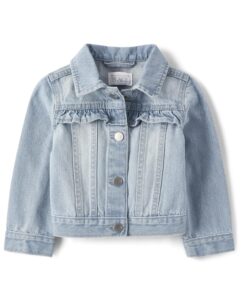 the children's place baby toddler girl denim jacket, bramble wash