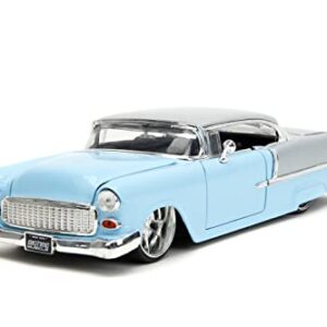 Big Time Muscle 1:24 1955 Chevrolet Bel-Air Die-Cast Car, Toys for Kids and Adults(Light Blue)