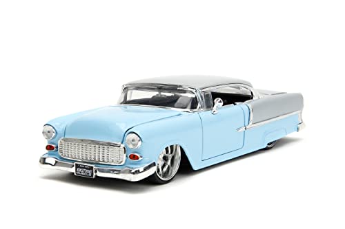 Big Time Muscle 1:24 1955 Chevrolet Bel-Air Die-Cast Car, Toys for Kids and Adults(Light Blue)