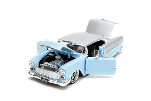 Big Time Muscle 1:24 1955 Chevrolet Bel-Air Die-Cast Car, Toys for Kids and Adults(Light Blue)