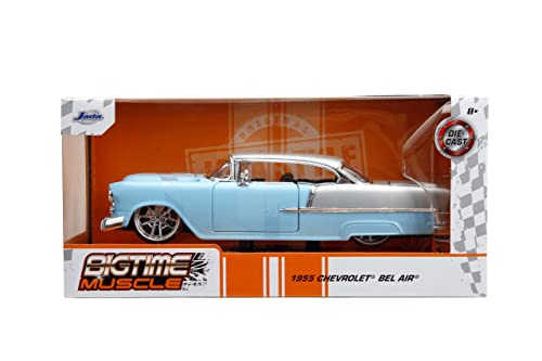 Big Time Muscle 1:24 1955 Chevrolet Bel-Air Die-Cast Car, Toys for Kids and Adults(Light Blue)