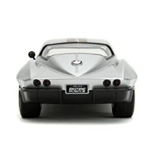 Big Time Muscle 1:24 1966 Chevrolet Corvette Stingray Die-Cast Car, Toys for Kids and Adults(Silver)