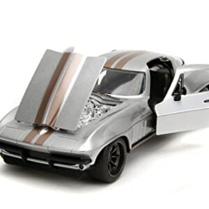 Big Time Muscle 1:24 1966 Chevrolet Corvette Stingray Die-Cast Car, Toys for Kids and Adults(Silver)