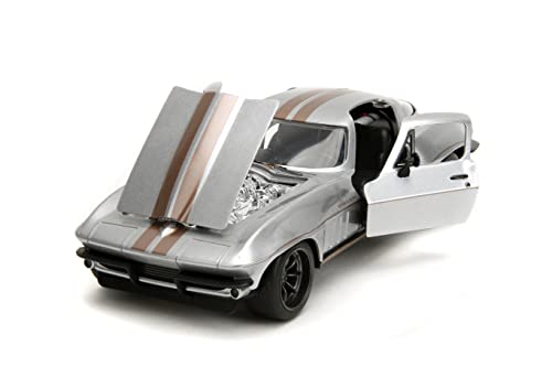 Big Time Muscle 1:24 1966 Chevrolet Corvette Stingray Die-Cast Car, Toys for Kids and Adults(Silver)