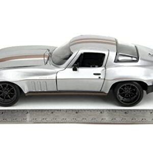 Big Time Muscle 1:24 1966 Chevrolet Corvette Stingray Die-Cast Car, Toys for Kids and Adults(Silver)