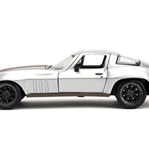 Big Time Muscle 1:24 1966 Chevrolet Corvette Stingray Die-Cast Car, Toys for Kids and Adults(Silver)