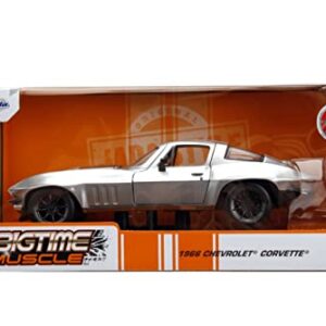 Big Time Muscle 1:24 1966 Chevrolet Corvette Stingray Die-Cast Car, Toys for Kids and Adults(Silver)