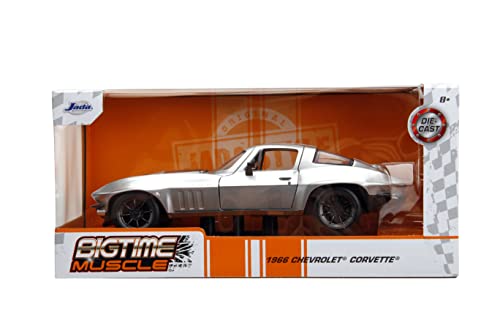 Big Time Muscle 1:24 1966 Chevrolet Corvette Stingray Die-Cast Car, Toys for Kids and Adults(Silver)