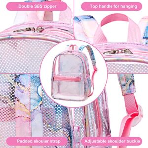 Clear Mini Backpack Stadium Approved 12x12x6 Small Transparent Backpacks Plastic See Through Bag for Work Festival Security Travel