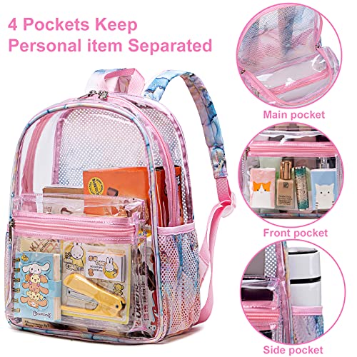 Clear Mini Backpack Stadium Approved 12x12x6 Small Transparent Backpacks Plastic See Through Bag for Work Festival Security Travel