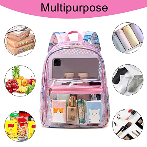 Clear Mini Backpack Stadium Approved 12x12x6 Small Transparent Backpacks Plastic See Through Bag for Work Festival Security Travel