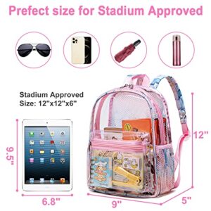 Clear Mini Backpack Stadium Approved 12x12x6 Small Transparent Backpacks Plastic See Through Bag for Work Festival Security Travel