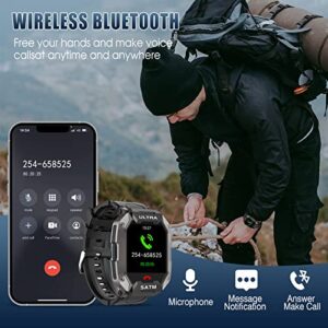 Military Smart Watches for Men 5ATM Waterproof Rugged Bluetooth Call(Answer/Dial Calls) 1.7'' Tactical Outdoor Fitness Watch with Heart Rate Blood Pressure Sleep Monitor for iPhone Android Phone