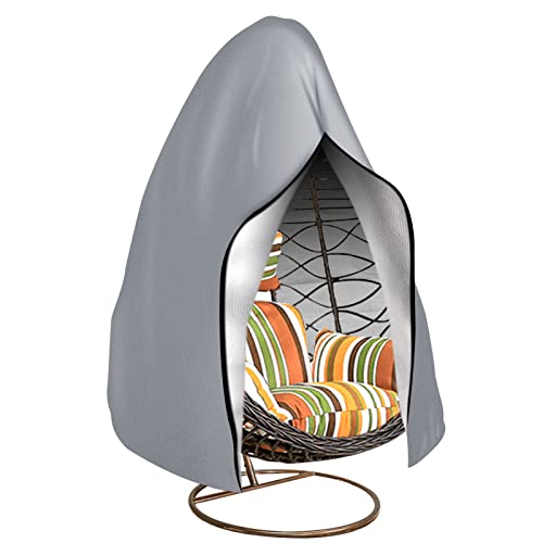 Neween Patio Egg Chair Covers Durable Large Wicker Egg Swing Chair Covers, 75"x45" Windproof Sun Protection Outdoor Chair Cover with Storage Bag, Zipper, and Drawstring for Garden, Backyard, Gray