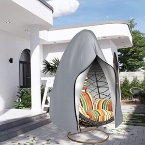 Neween Patio Egg Chair Covers Durable Large Wicker Egg Swing Chair Covers, 75"x45" Windproof Sun Protection Outdoor Chair Cover with Storage Bag, Zipper, and Drawstring for Garden, Backyard, Gray