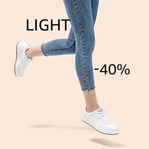 STQ White Sneakers for Women Comfortable Walking Sneakers Lightweight Tennis Shoes Breathable Canvas Sneakers White Size 6