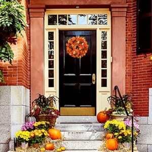 22” Fall Wreath for Front Door, Autumn Wreath with Pine Cones Pumpkin Maple Leaf, Thanksgiving Fall Wreath for Home, Wall, Porch, Windows, Suitable for Outside/Indoor, Holiday, Party, Weddings