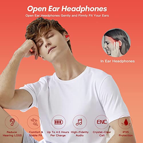 Loluka Open Ear Earbuds Bluetooth Wireless Ear Clip Bone Conduction Headphones Bone Conduction Earbuds Headset Bone Conducting Outer Open Ear Headphones Wireless Bluetooth Head Set